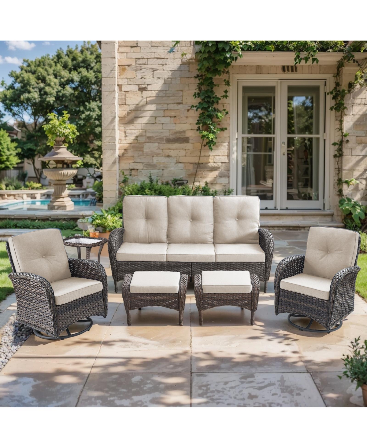 Click here for Gymojoy 6-Piece Brown Wicker Patio Conversation Se... prices