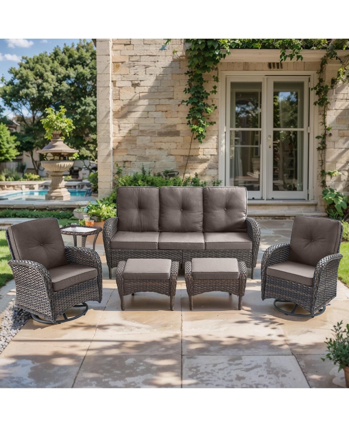 Click here for Gymojoy 6-Piece Brown Wicker Patio Conversation Se... prices