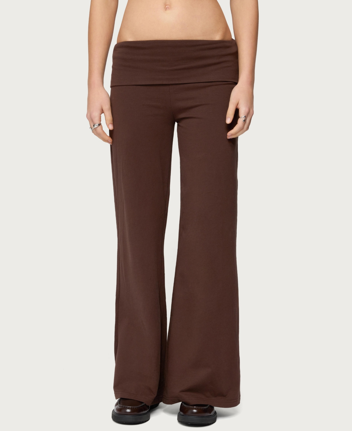 Click here for Edikted Womens Wide Leg Fold Over Pants - Brown prices
