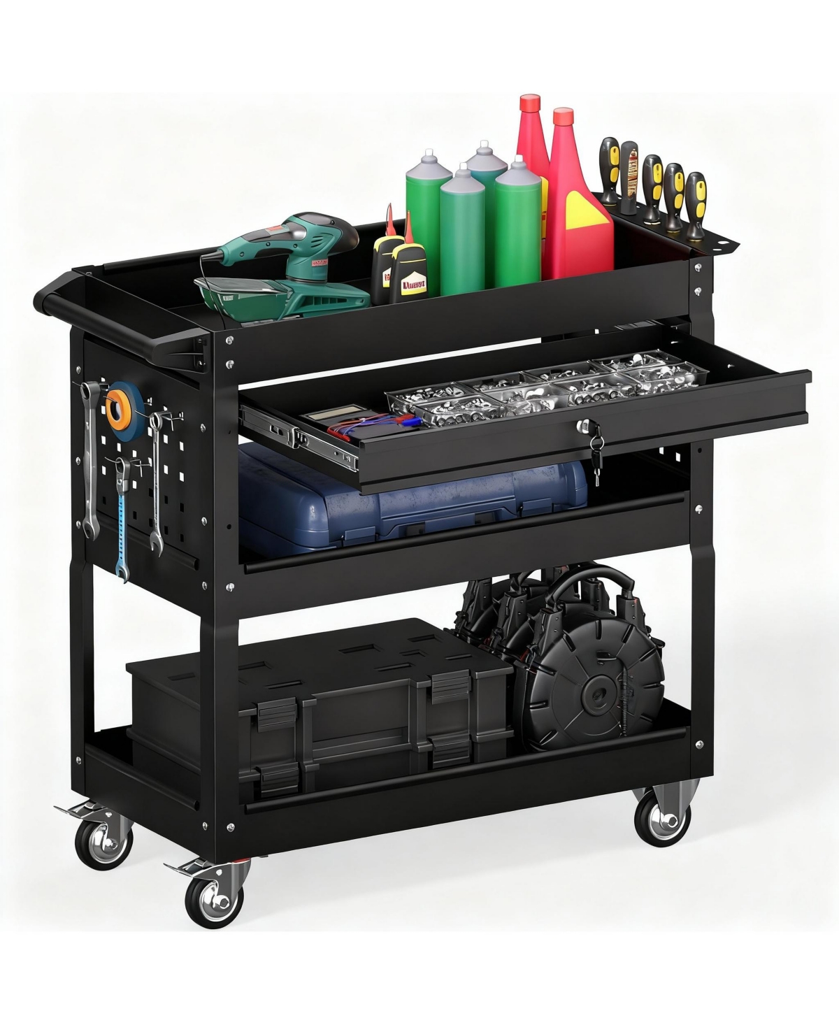 Click here for Yigii 3 Tier Rolling Tool Cart with Drawer & Pegbo... prices