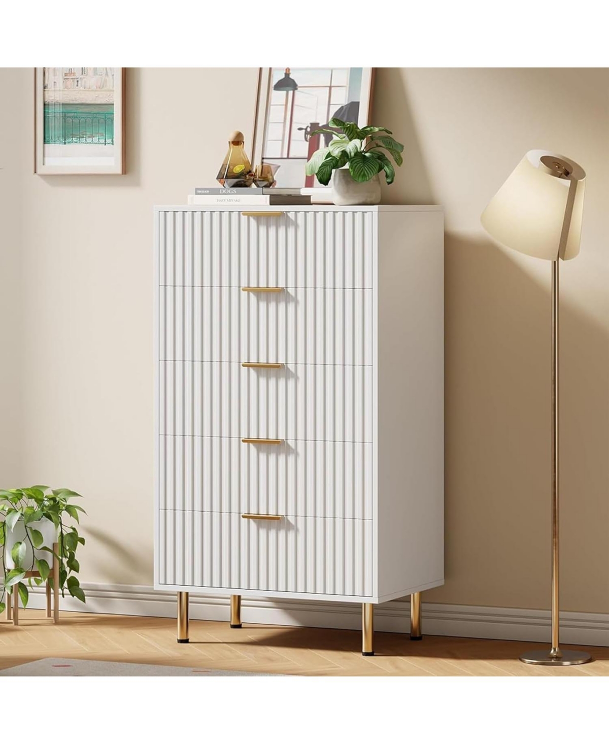 Click here for gaomon 5 Drawer Dresser for Bedroom  Fluted Tall D... prices