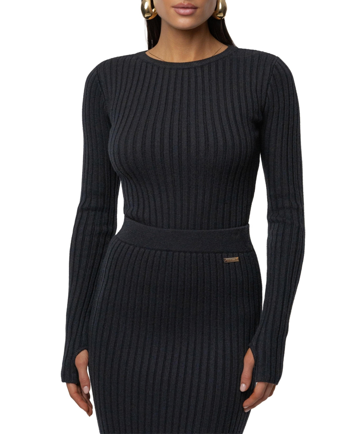 Click here for Draft - Jluxlabel Womens Overcast Ribbed Top - Bla... prices