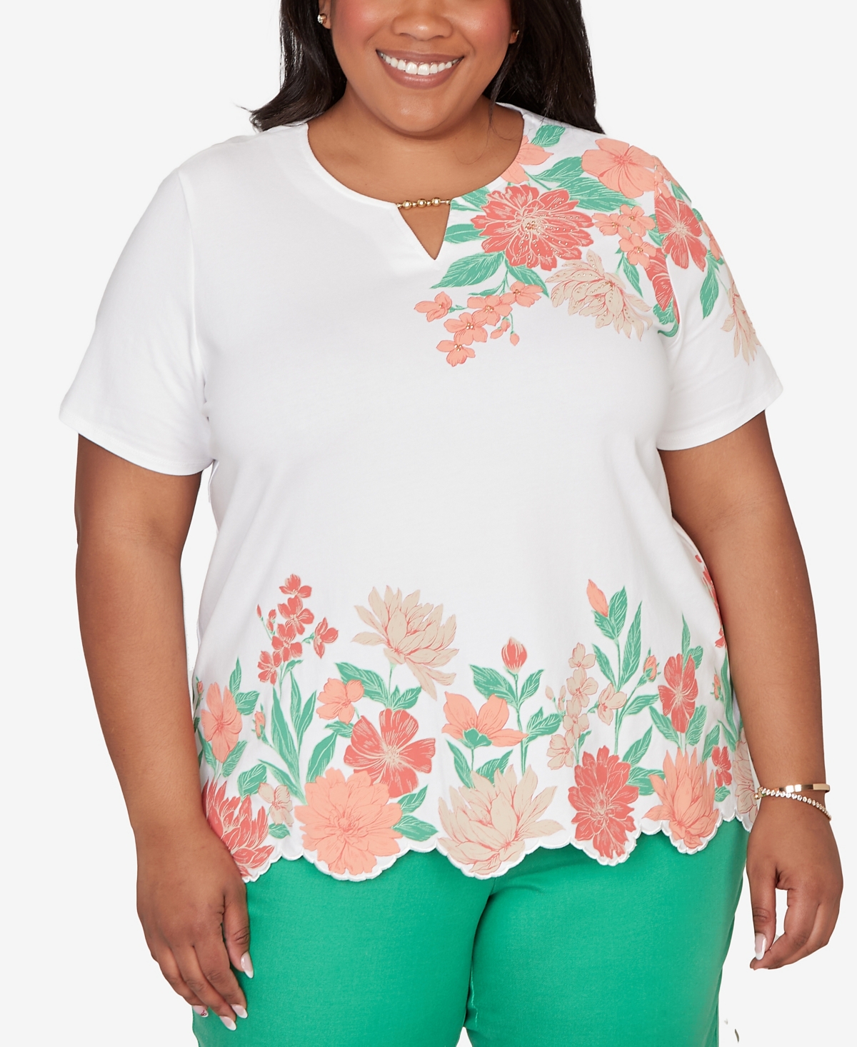 Click here for Alfred Dunner Plus Size Resort Living Floral Scall... prices