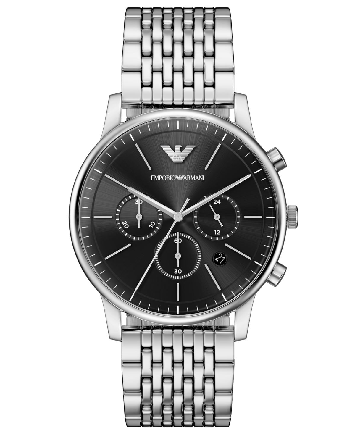 Click here for Emporio Armani Mens Quartz Chronograph Silver Stai... prices