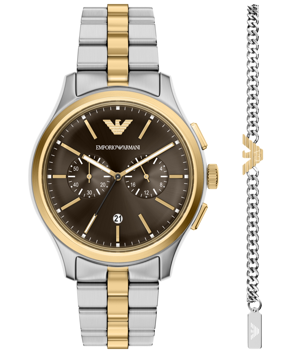Click here for Emporio Armani Mens Quartz Chronograph Two-Tone St... prices