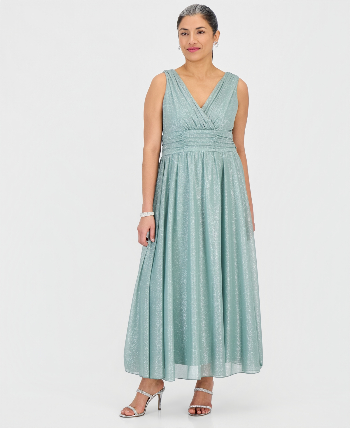 Click here for Connected Petite Surplice-Neck Sleeveless Shimmer... prices