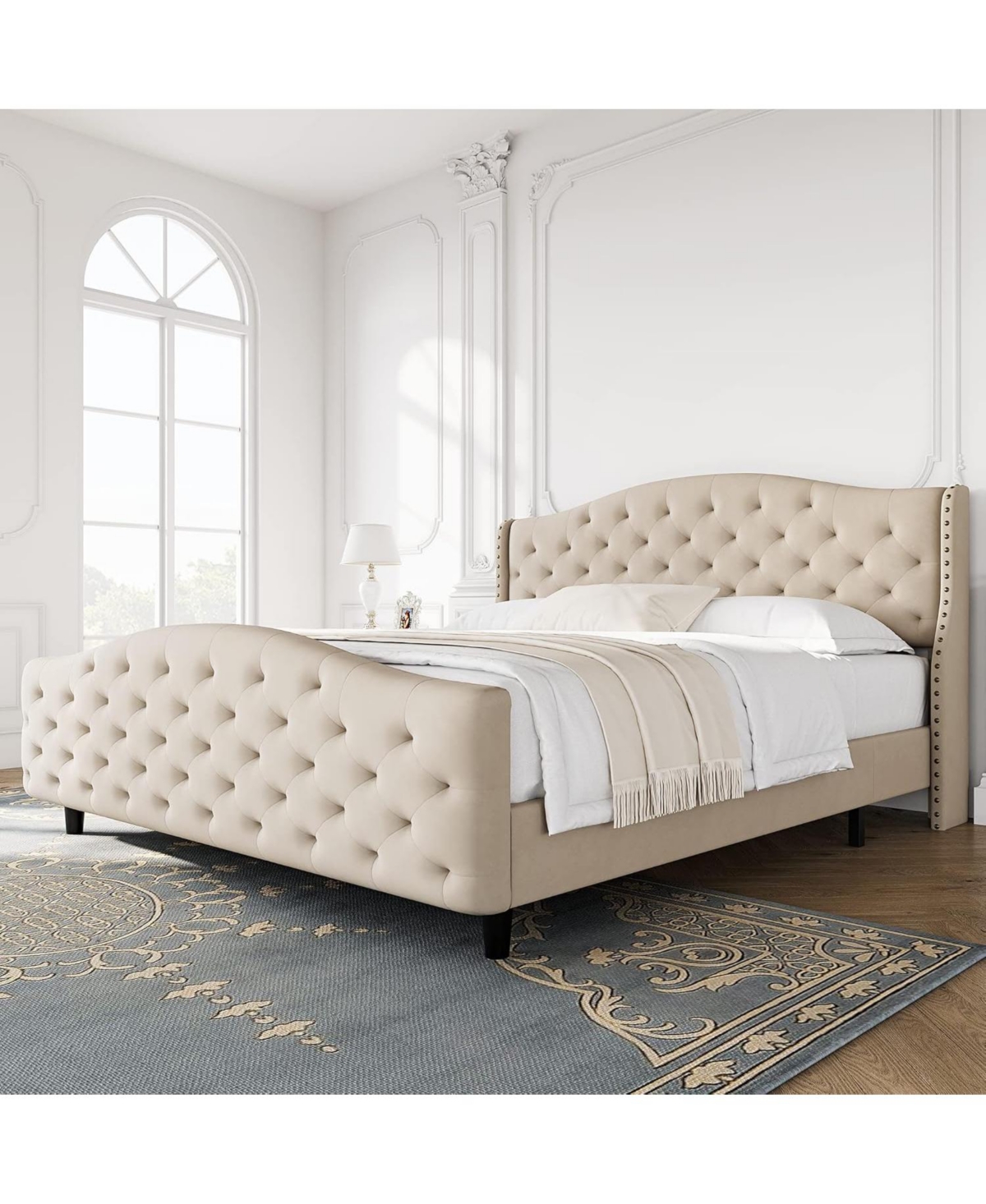 Click here for gaomon King Size Velvet Bed Frame with Headboard a... prices