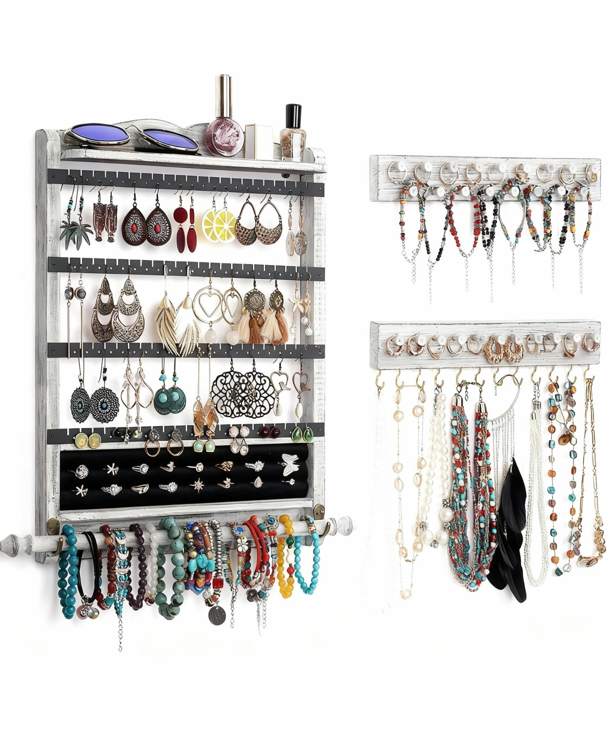 Click here for Yigii Antique Wood Wall Organizer Set: Earring  Ne... prices