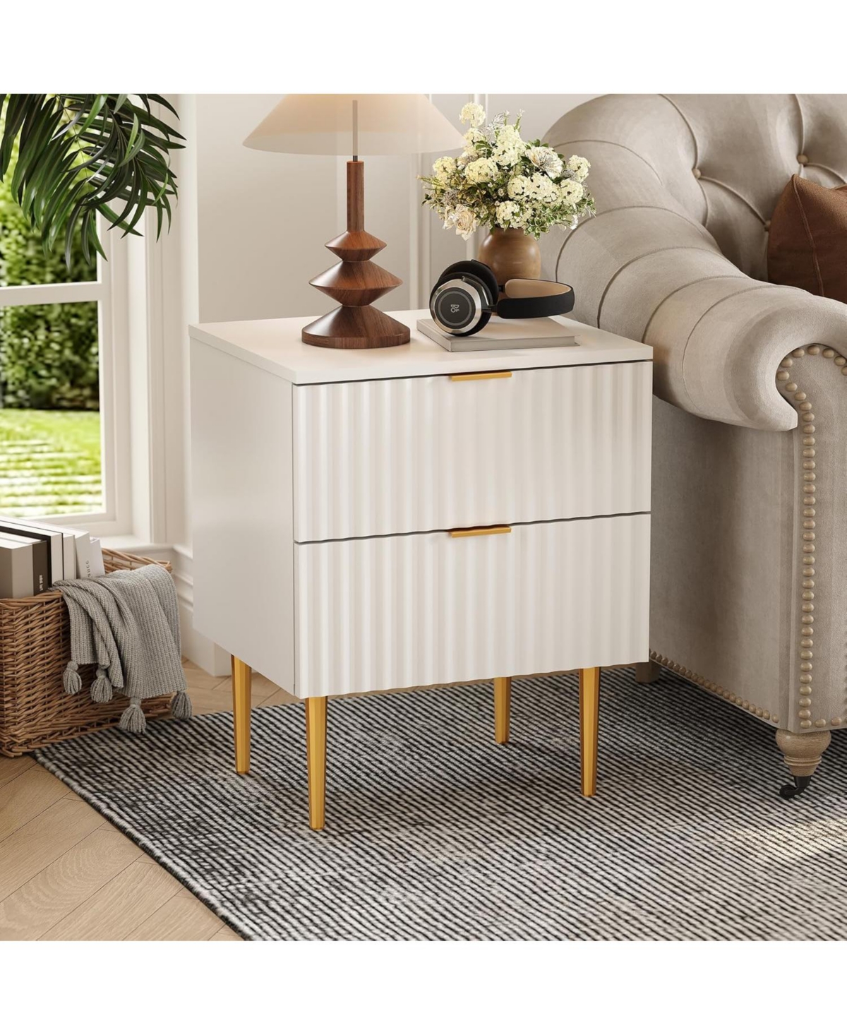 Click here for gaomon Charging Station & 2 Drawers  Wood Bedside... prices