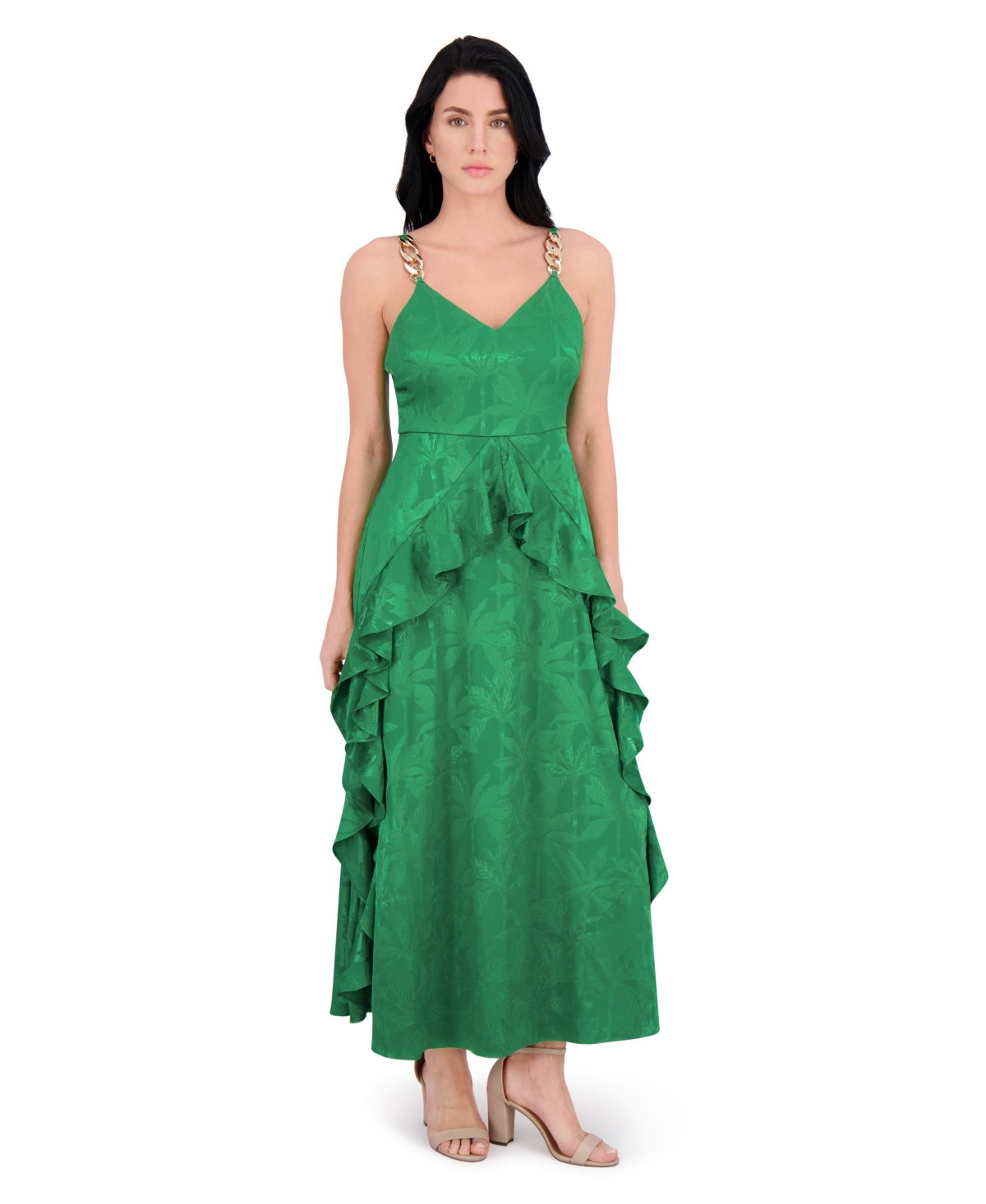 Click here for Siena Womens V-Neck Long Dress - Trop Green prices