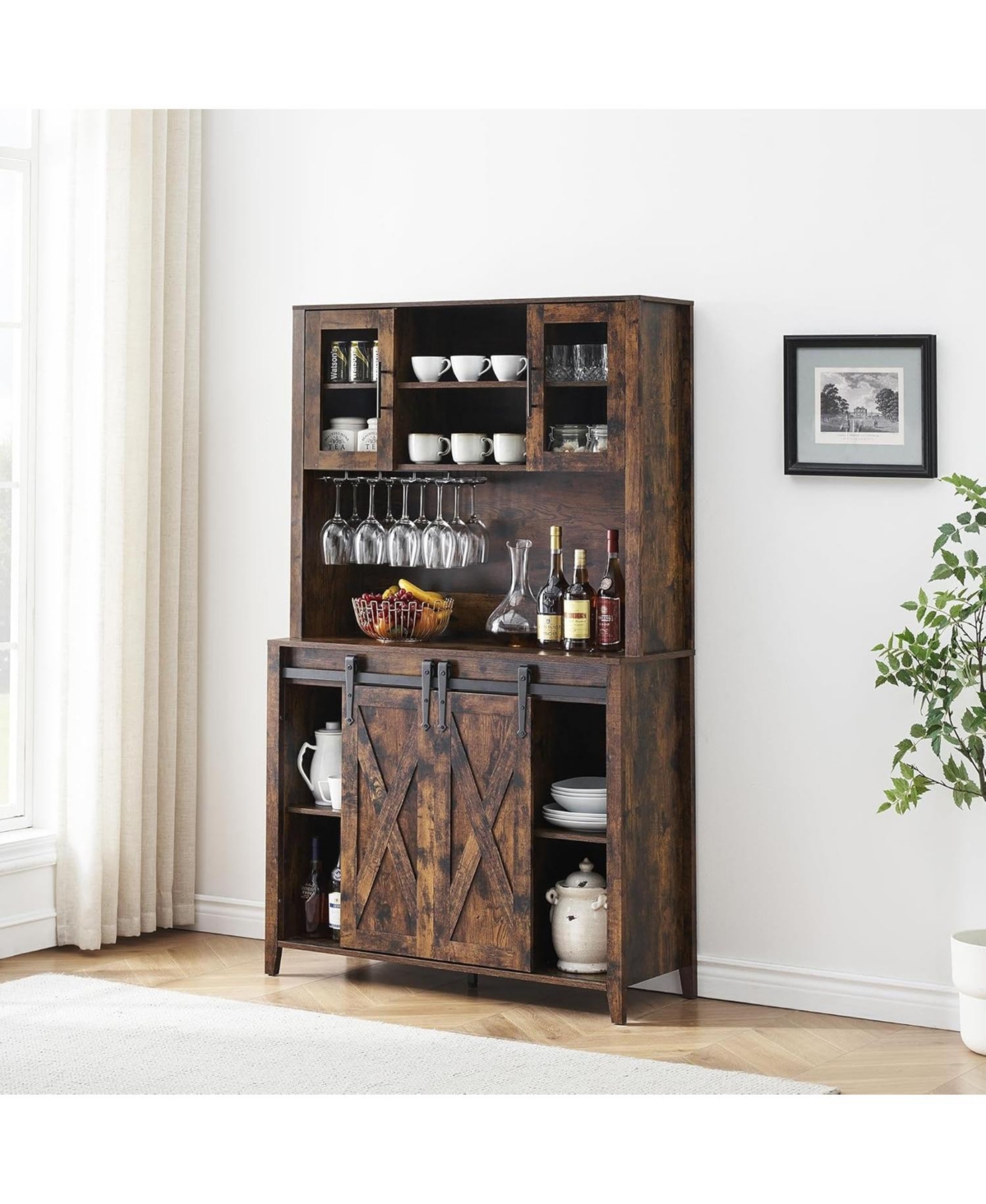 Click here for gaomon Rustic 70 Inch Tall Farmhouse Coffee Bar Ca... prices
