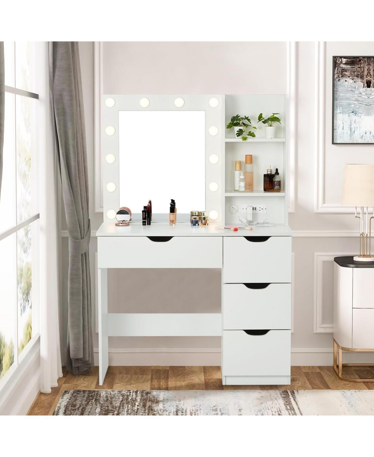 Click here for gaomon Vanity Desk Table with Mirror/Charging Stat... prices
