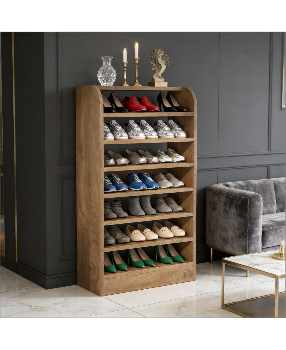 Click here for Rainsken 8-Tier Tall Shoe Rack  Wooden Shoe Storag... prices