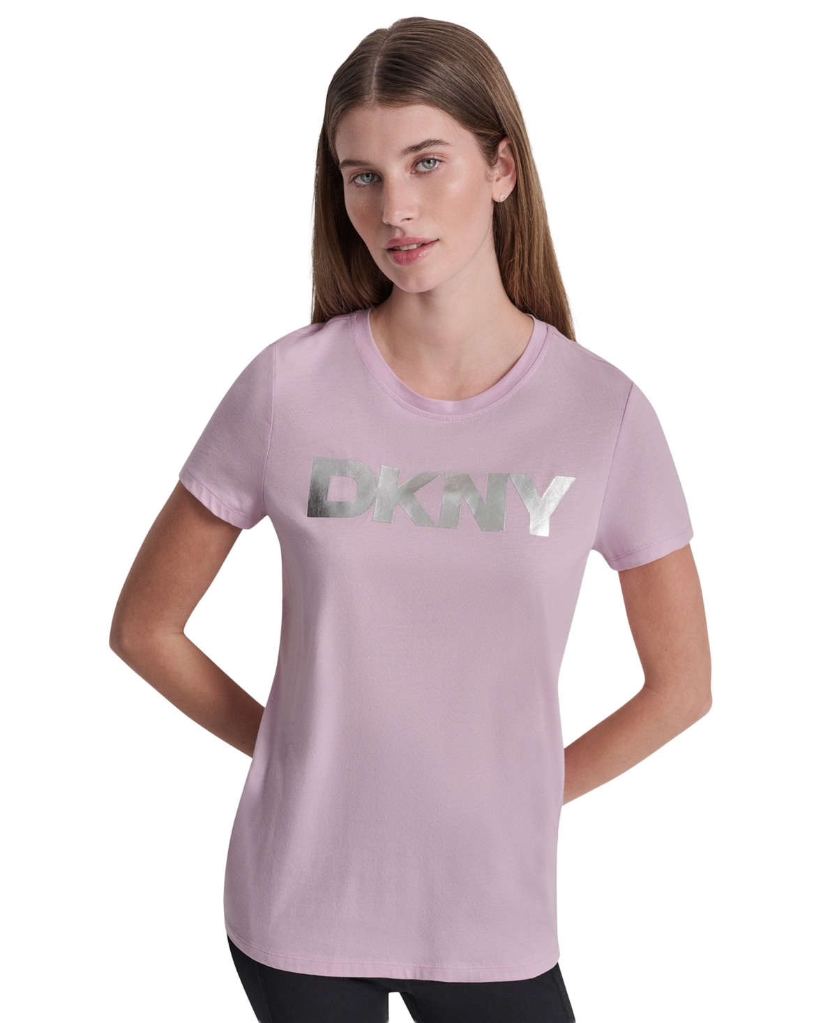 Click here for Dkny Sport Womens Foil Logo T-Shirt - Pink Lavende... prices