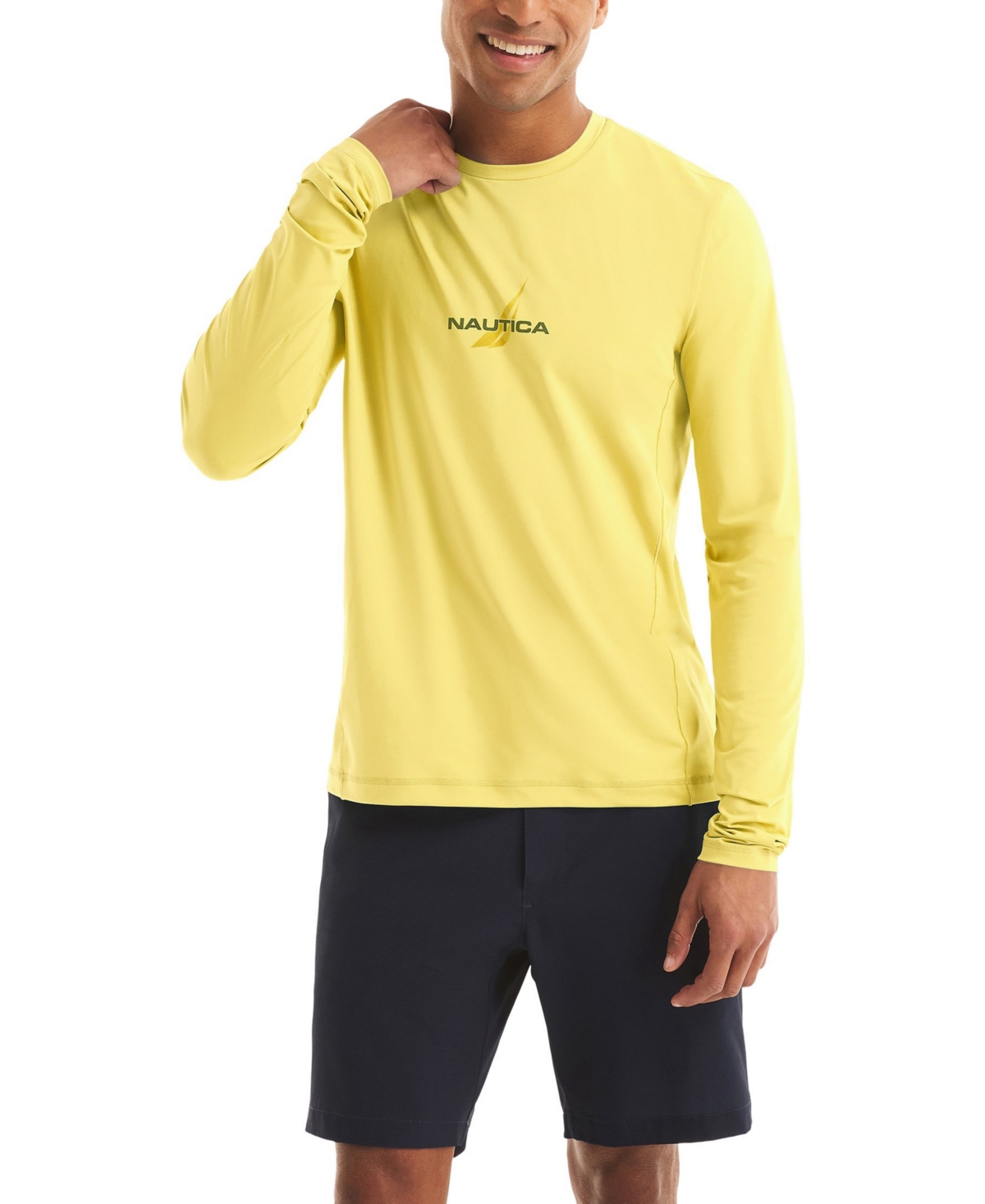 Click here for Nautica Mens Long-Sleeve Rash Guard - Lemonade prices