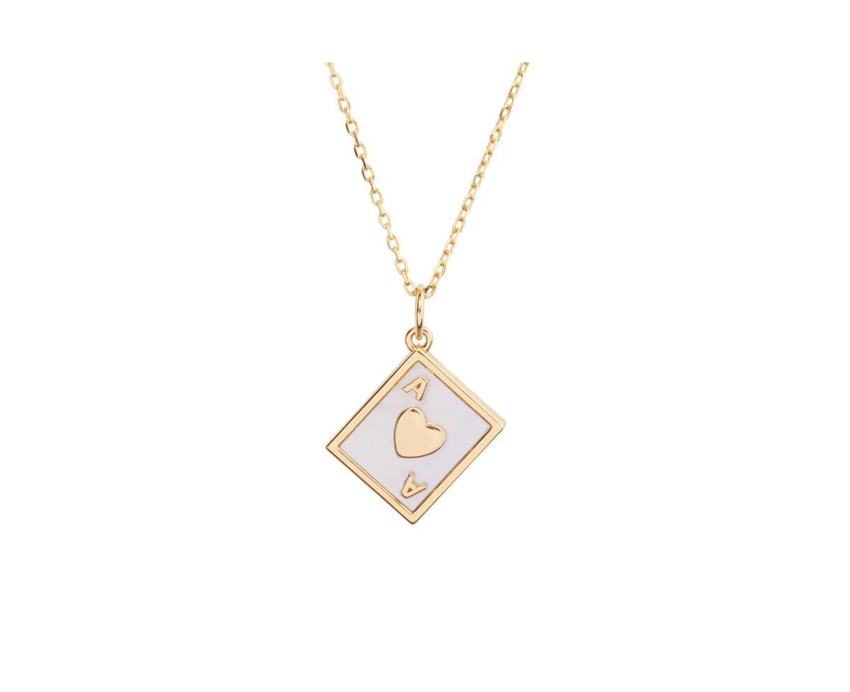 Click here for Ace of Hearts Pendant Necklace in 14k Gold Finish... prices