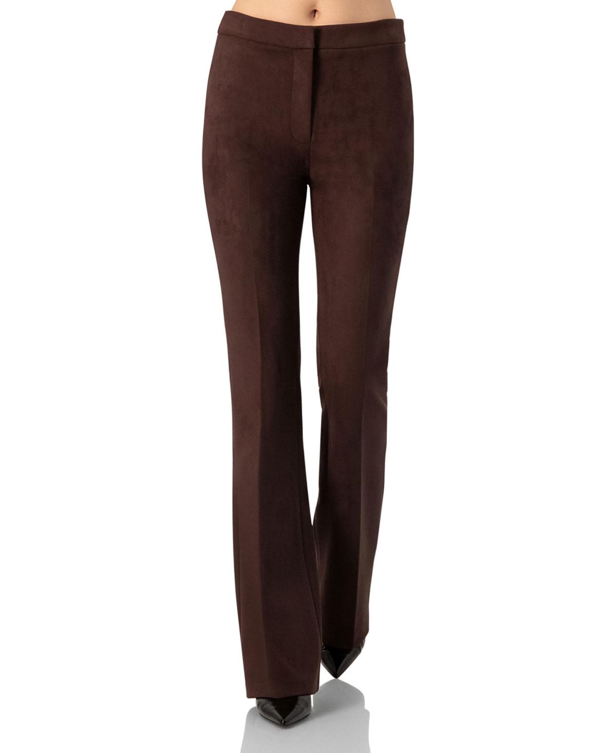 Click here for Ivonne Womens Flared Faux-Suede Trousers with Simu... prices