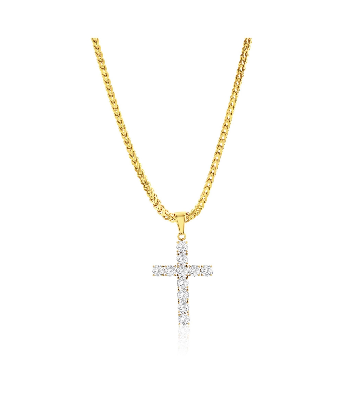 Click here for Metallo Stainless Steel  Round Cz Cross Necklace -... prices