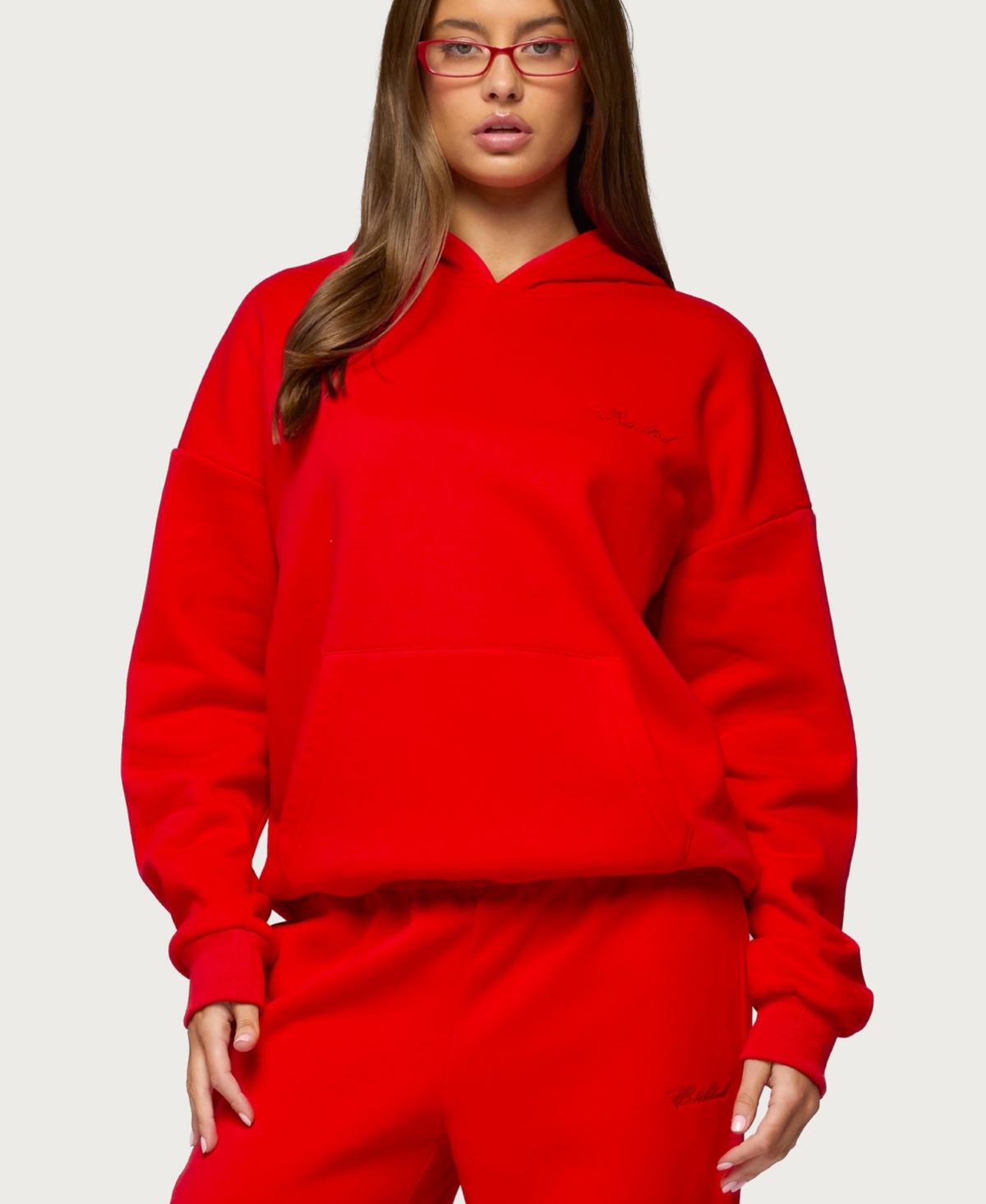 Click here for Edikted Womens Basic Girl Oversized Hoodie - Red prices