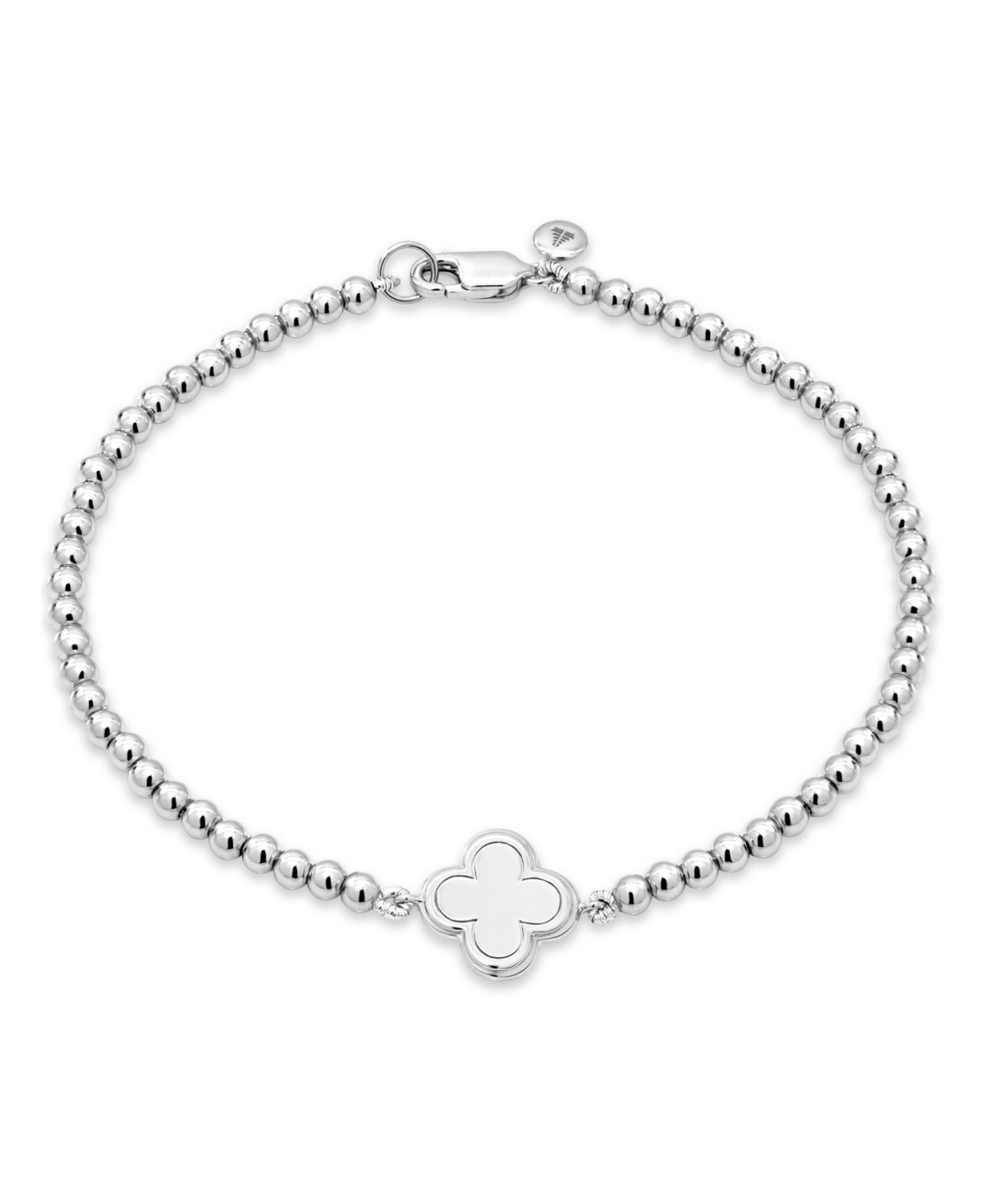 Click here for Devata Clover Beaded Ball Bracelet in Rhodium Plat... prices