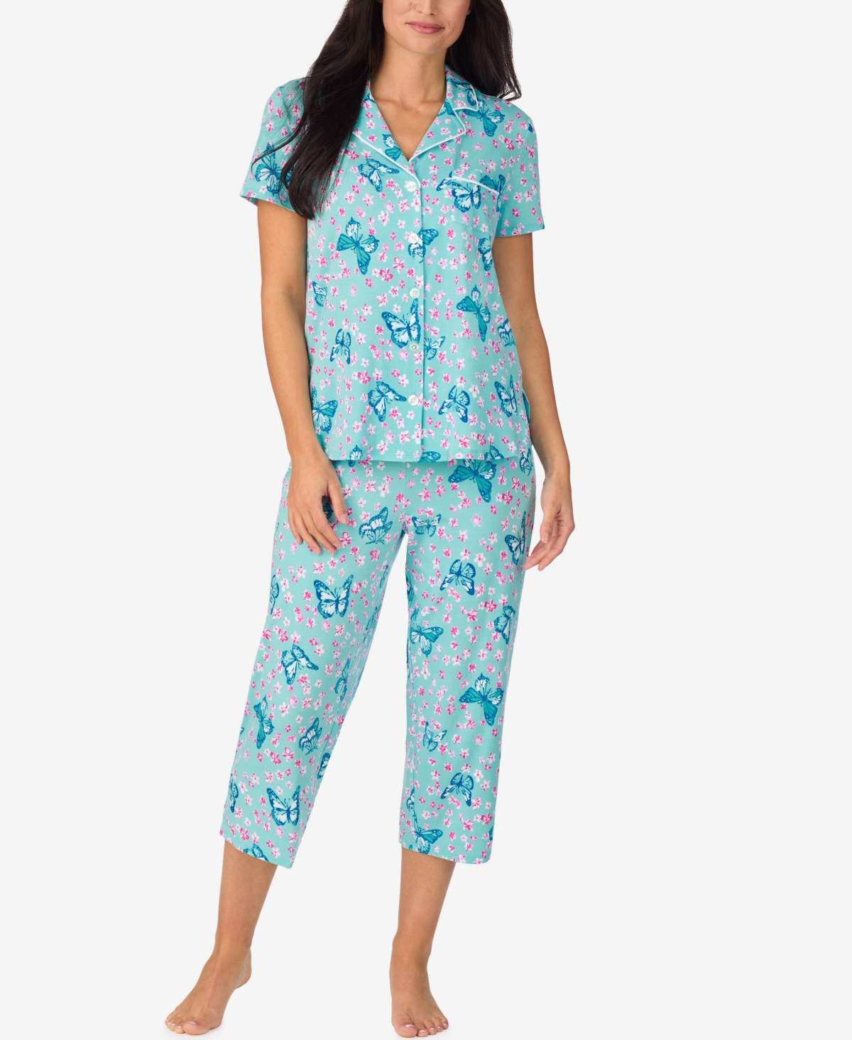 Click here for Cuddl Duds Womens Cropped Notch Collar Pajama Top... prices
