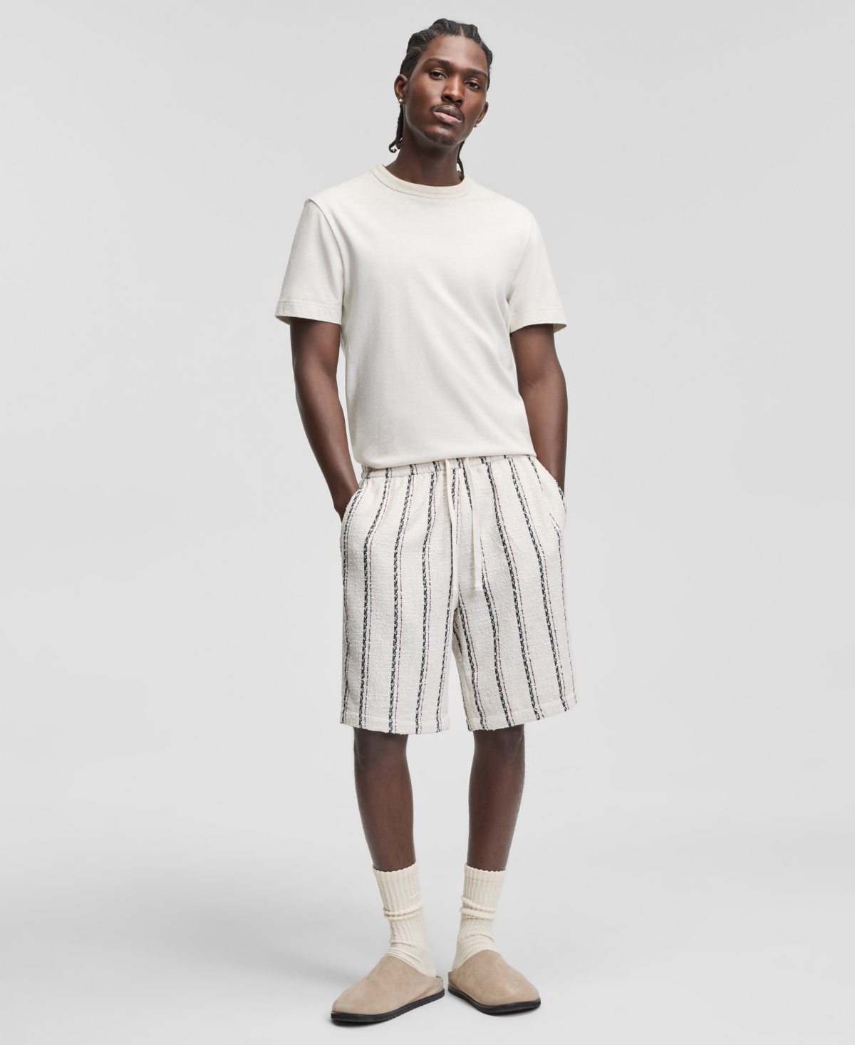 Click here for Mode of One Mens Striped Relaxed 9 Pull-On Shorts... prices