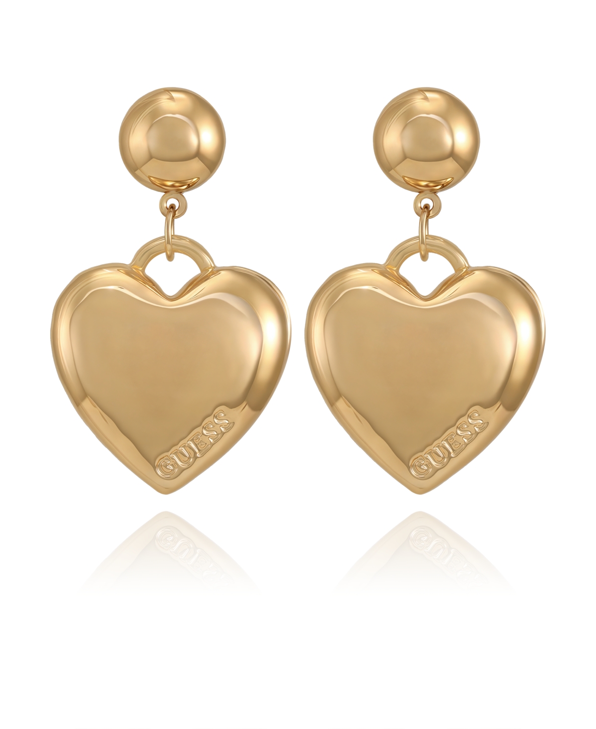 Click here for Guess Gold-Tone Plated Heart Drop Earrings - Gold... prices