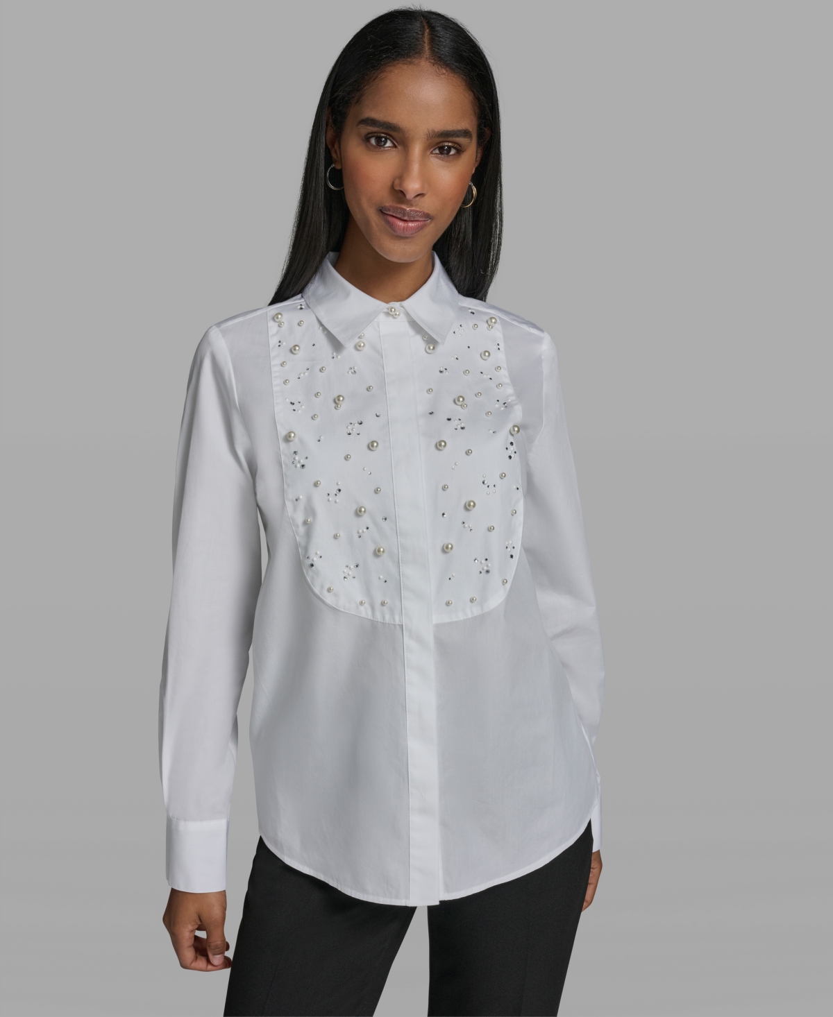Click here for Karl Lagerfeld Paris Womens Collared Woven Blouse... prices