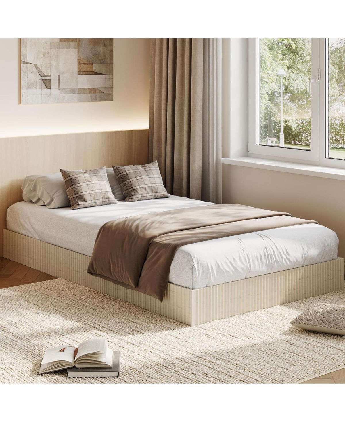 Click here for gaomon Wood Platform Bed Frame  Modern Fluted Desi... prices