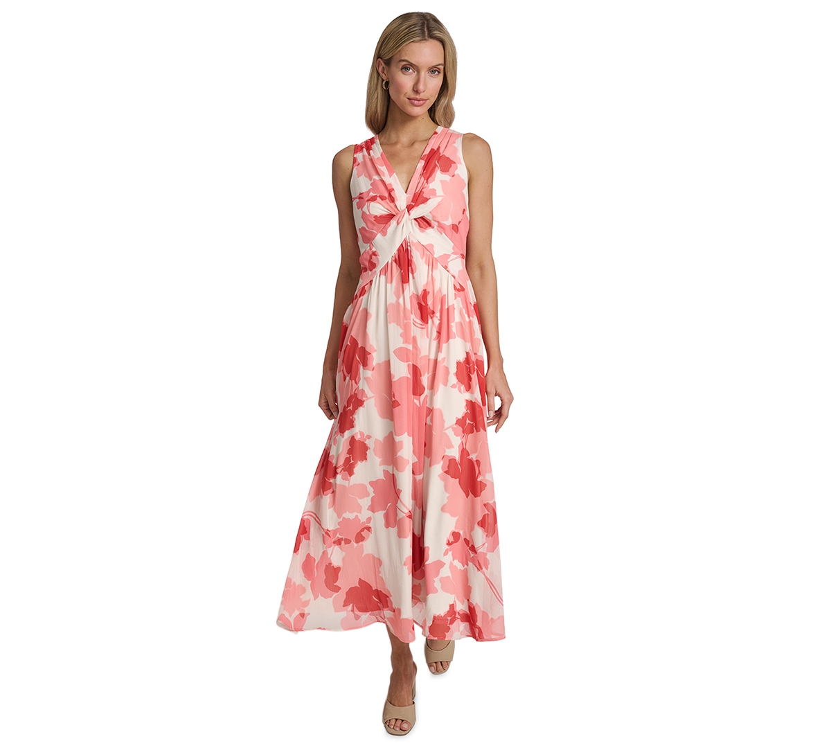 Click here for Calvin Klein Womens Sleeveless Twist Front Midi Dr... prices