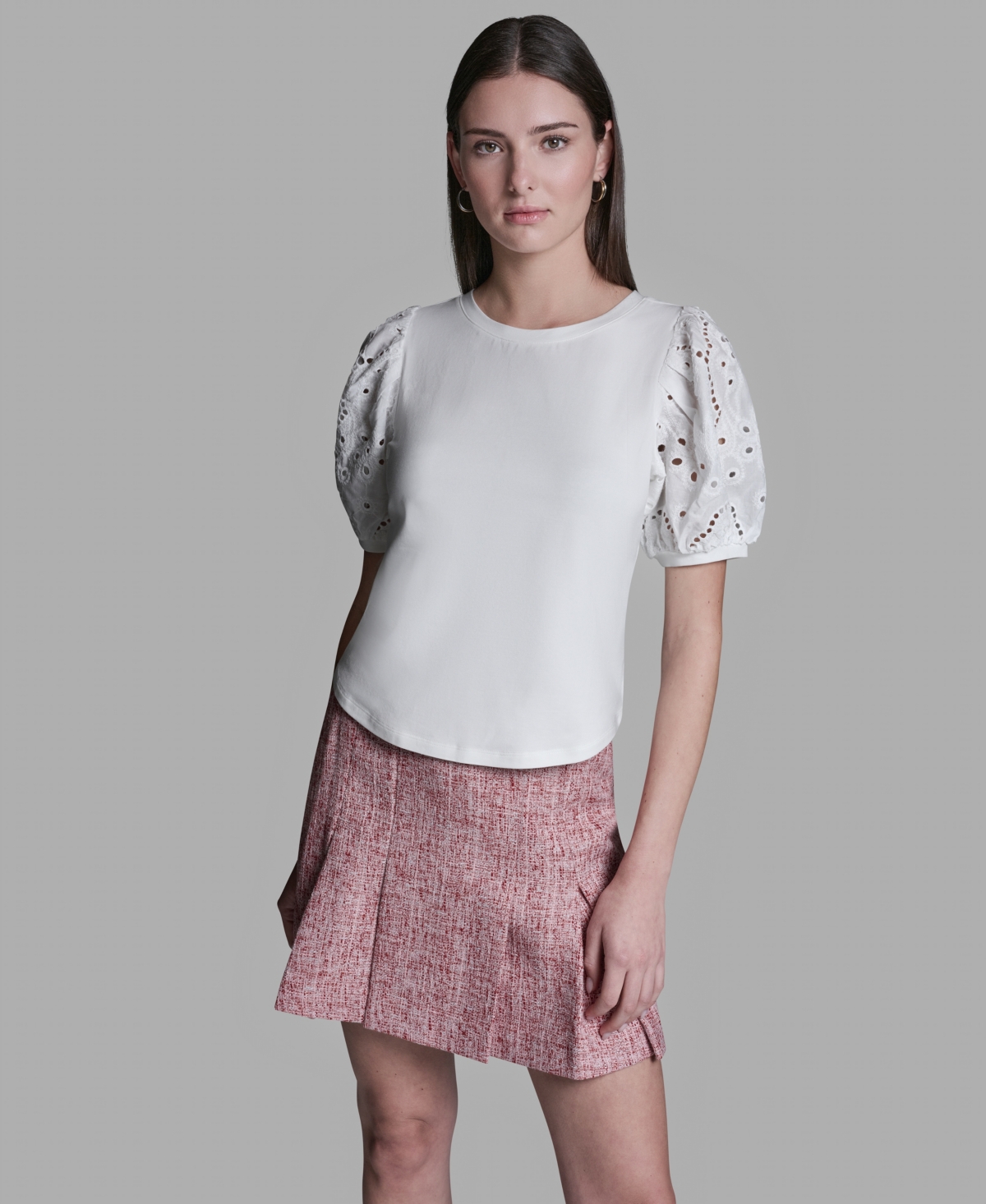 Click here for Bcbg Womens Crewneck Puff-Sleeve T-Shirt - Waterli... prices