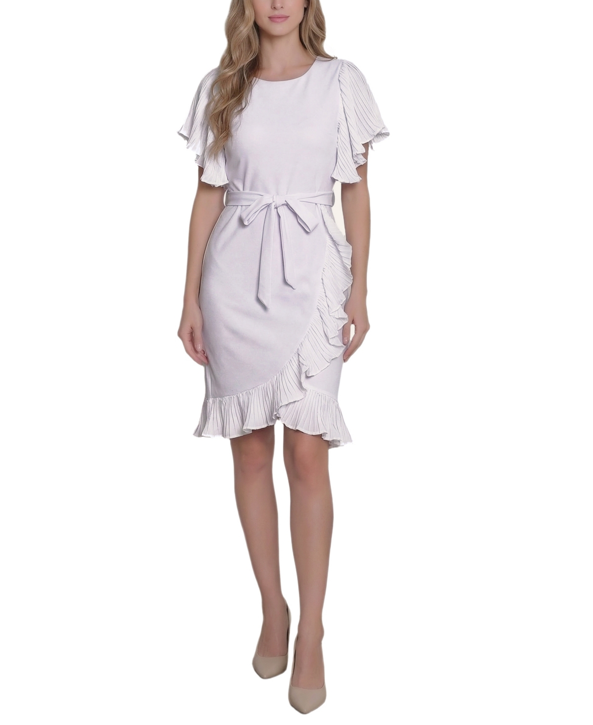Click here for Ny Collection Petite Short-Sleeve Pleated Ruffle D... prices