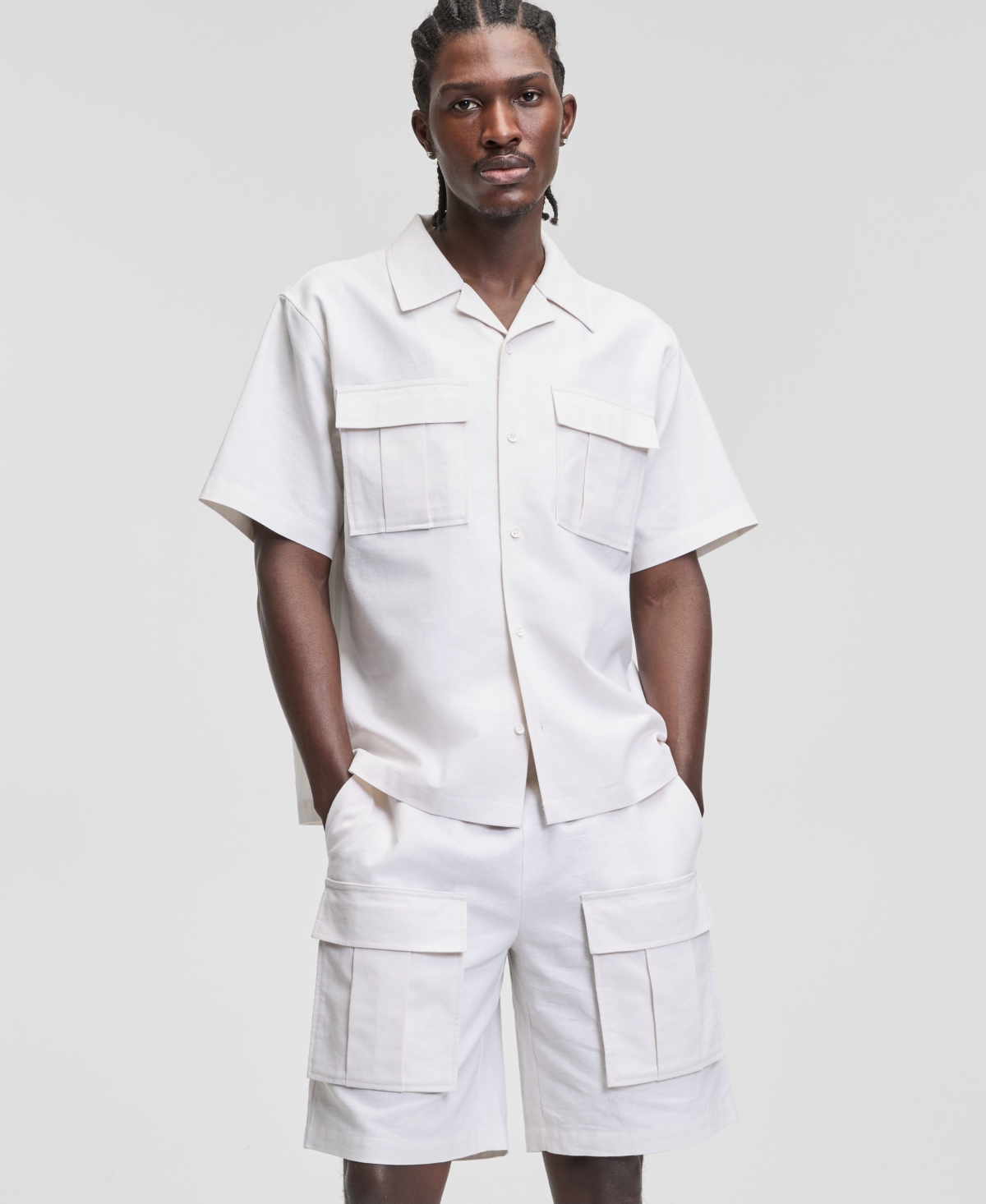 Click here for Mode of One Mens Linen & Cotton Relaxed Utility Sh... prices