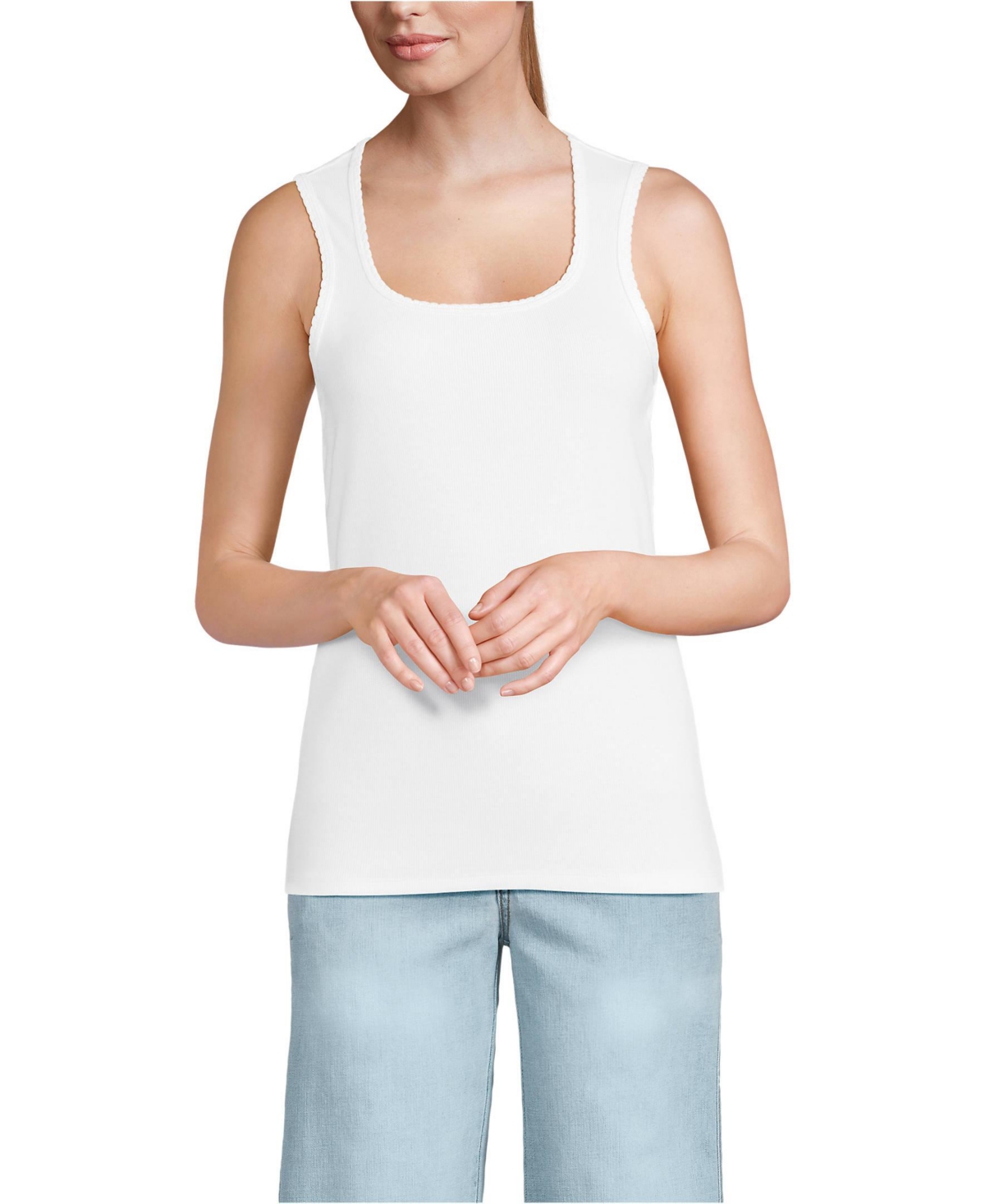Click here for Lands End Womens Micro Rib Square Neck Tank Top -... prices