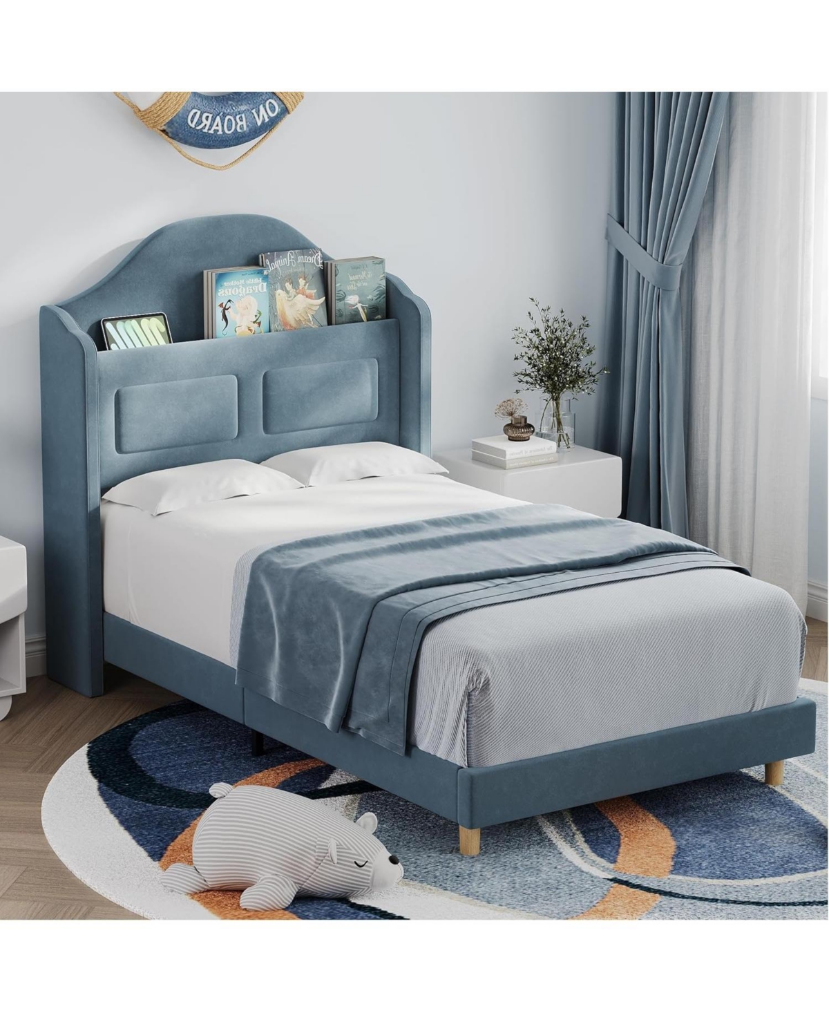 Click here for gaomon Kids Twin Bed Frame with Velvet Upholstery... prices