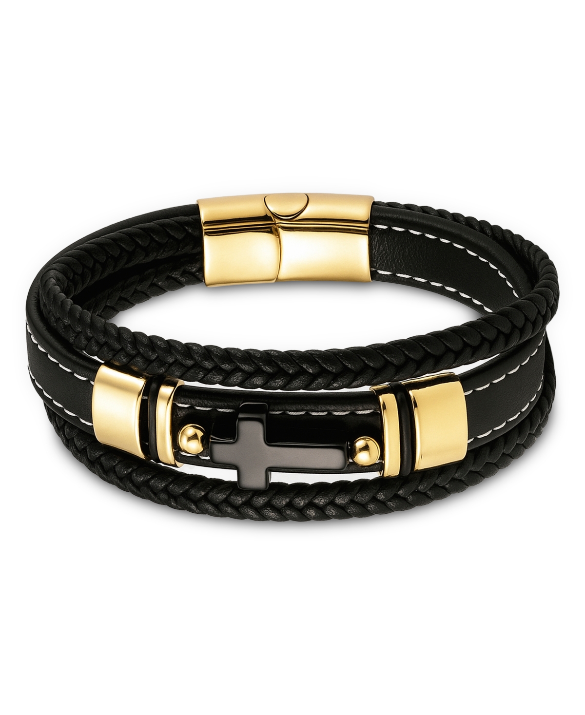 Click here for Rhona Sutton Mens Celeste Cross Gold Leather Brace... prices