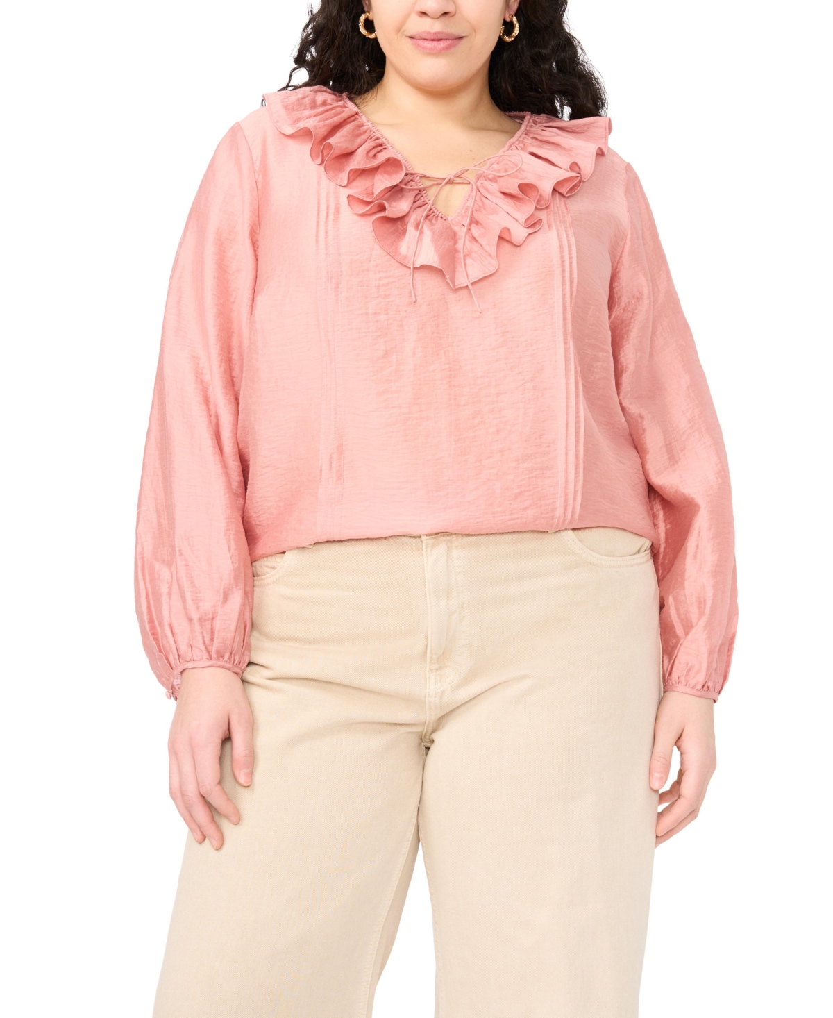 Click here for Vince Camuto Plus Size Ruffle V-Neck Top - Coral D... prices