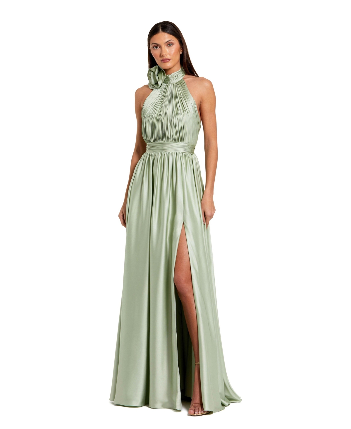 Click here for Mac Duggal Womens Rosette Halter Chiffon Evening G... prices