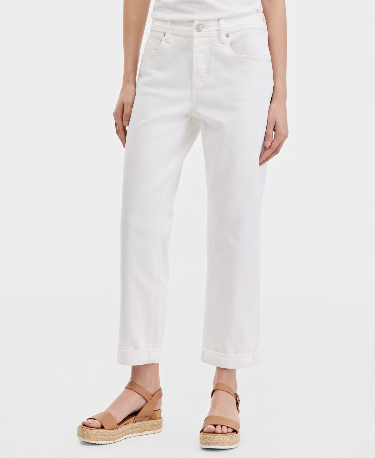 Liverpool Los Angeles The Keeper High Rise Rolled Cuff Boyfriend Jeans in Bright White