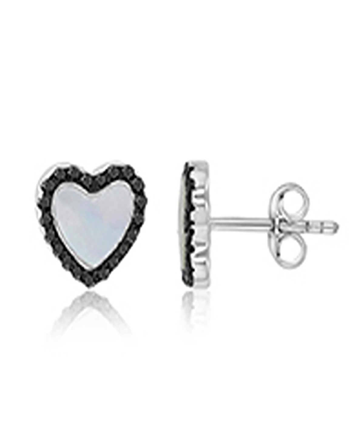Click here for Macys Black Spinel and Imitation Pearl Heart Stud... prices