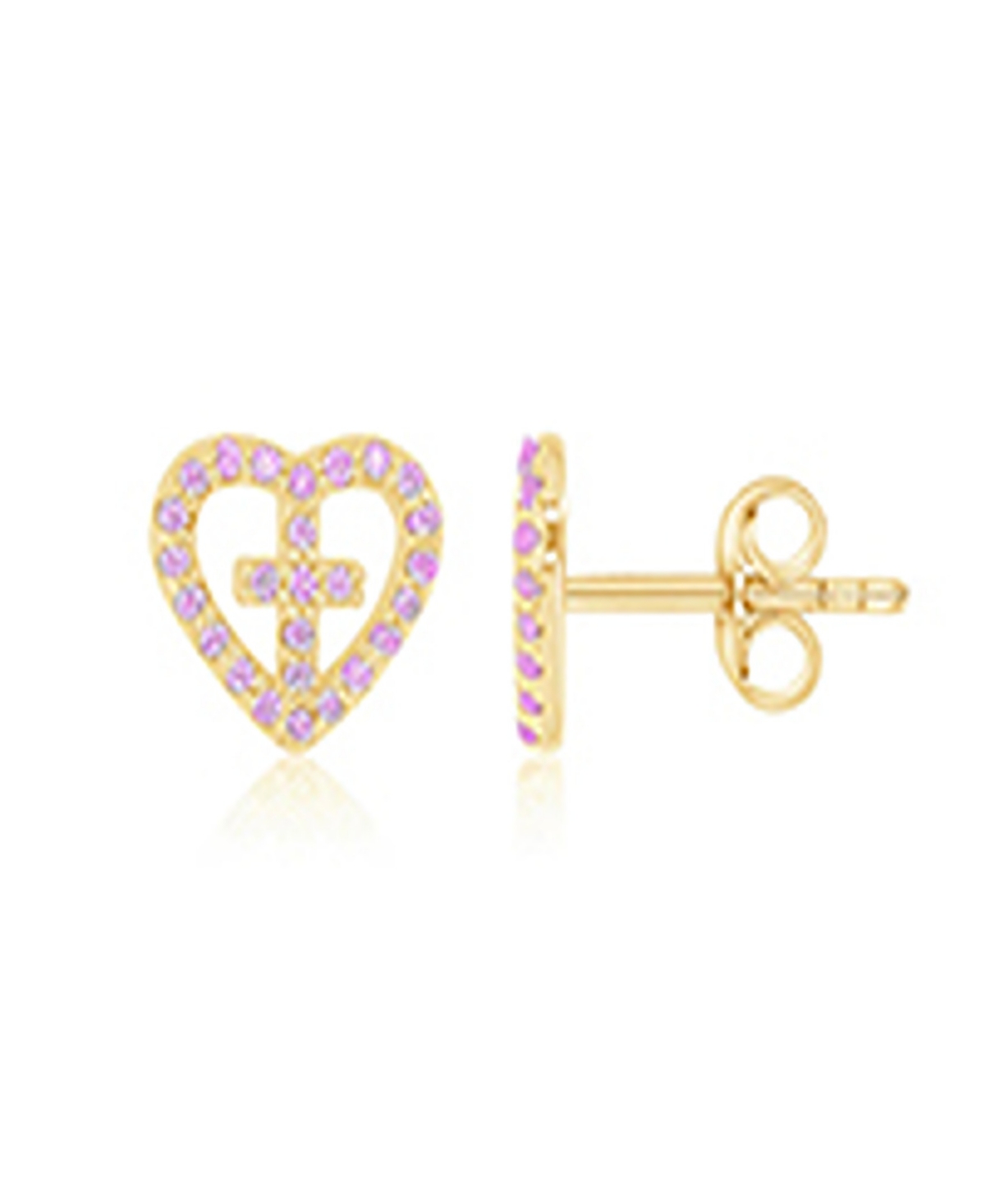 Click here for Macys Pink Cubic Zirconia Heart and Cross Stud Ear... prices
