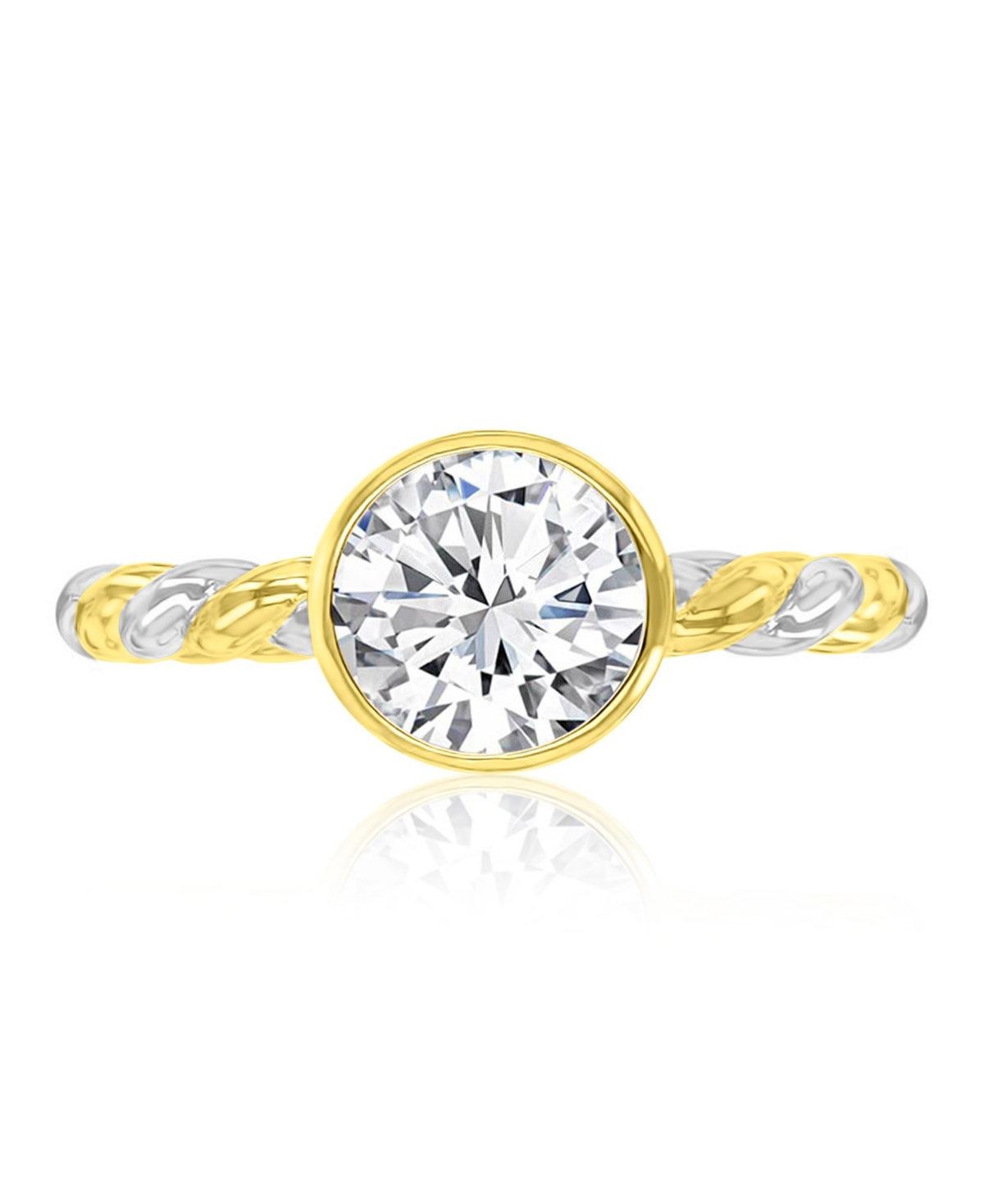 Click here for Macys Cubic Zirconia Bezel Twisted Ring in 14k Yel... prices