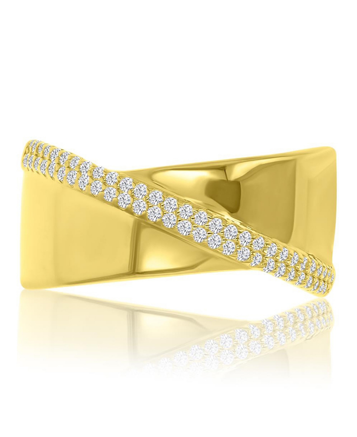 Click here for Macys Cubic Zirconia Crossover Ring in Rhodium Ove... prices