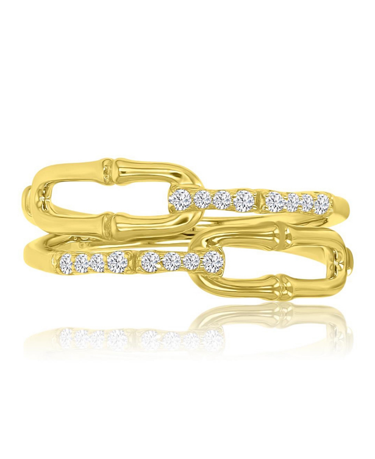 Click here for Macys Elegant Cubic Zirconia Link Ring in 14k Yell... prices