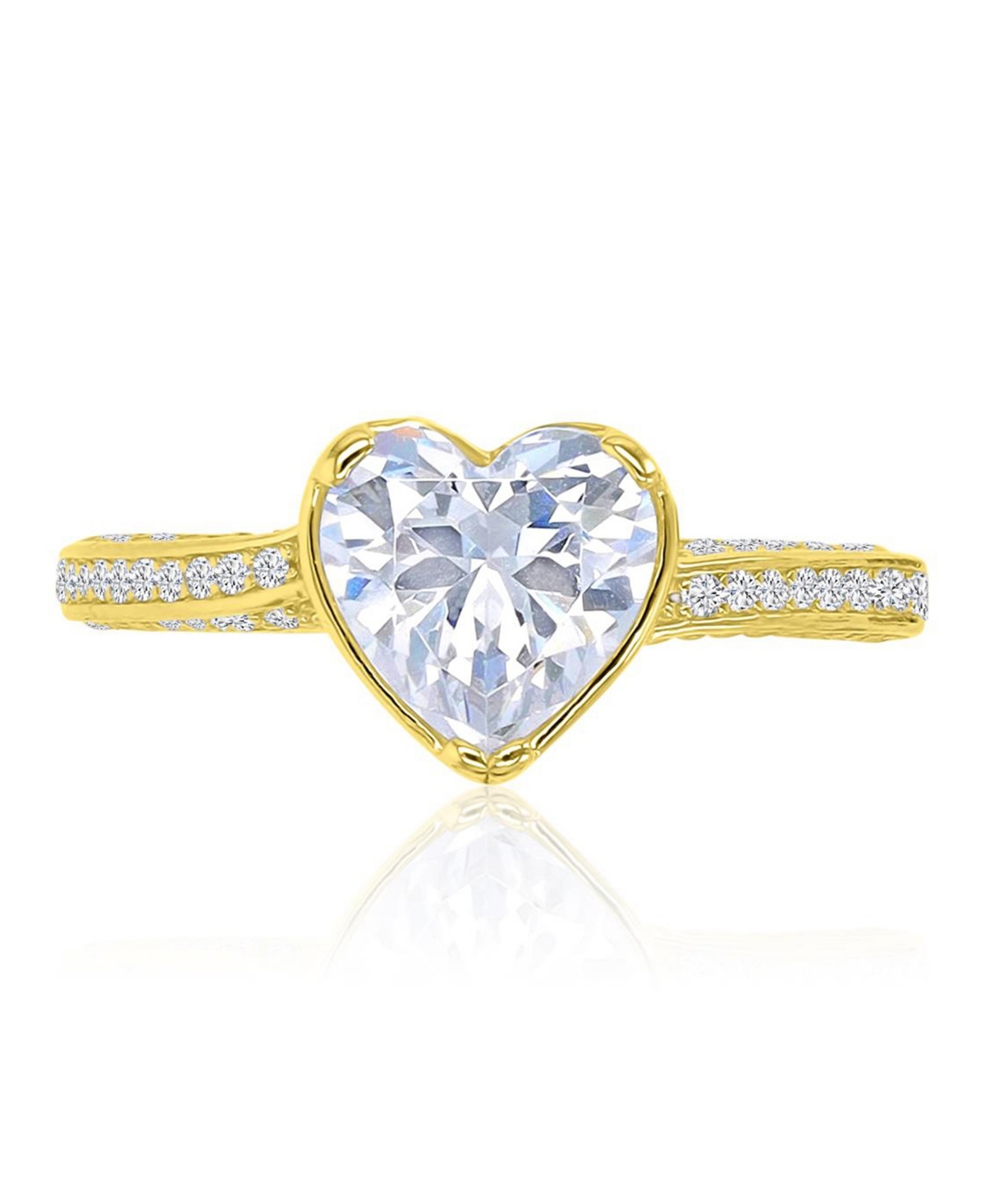 Click here for Macys Heart-Shaped Cubic Zirconia Ring in 14k Yell... prices