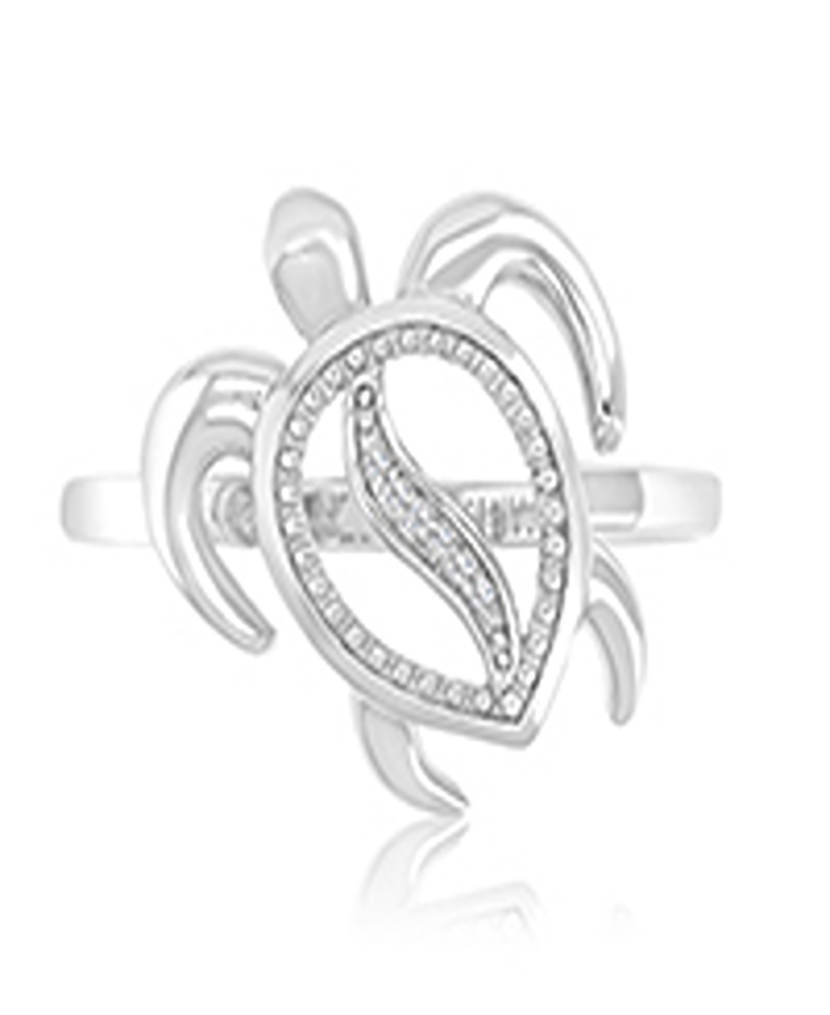 Click here for Macys Diamond Accent Sea Turtle Ring in Rhodium Ov... prices