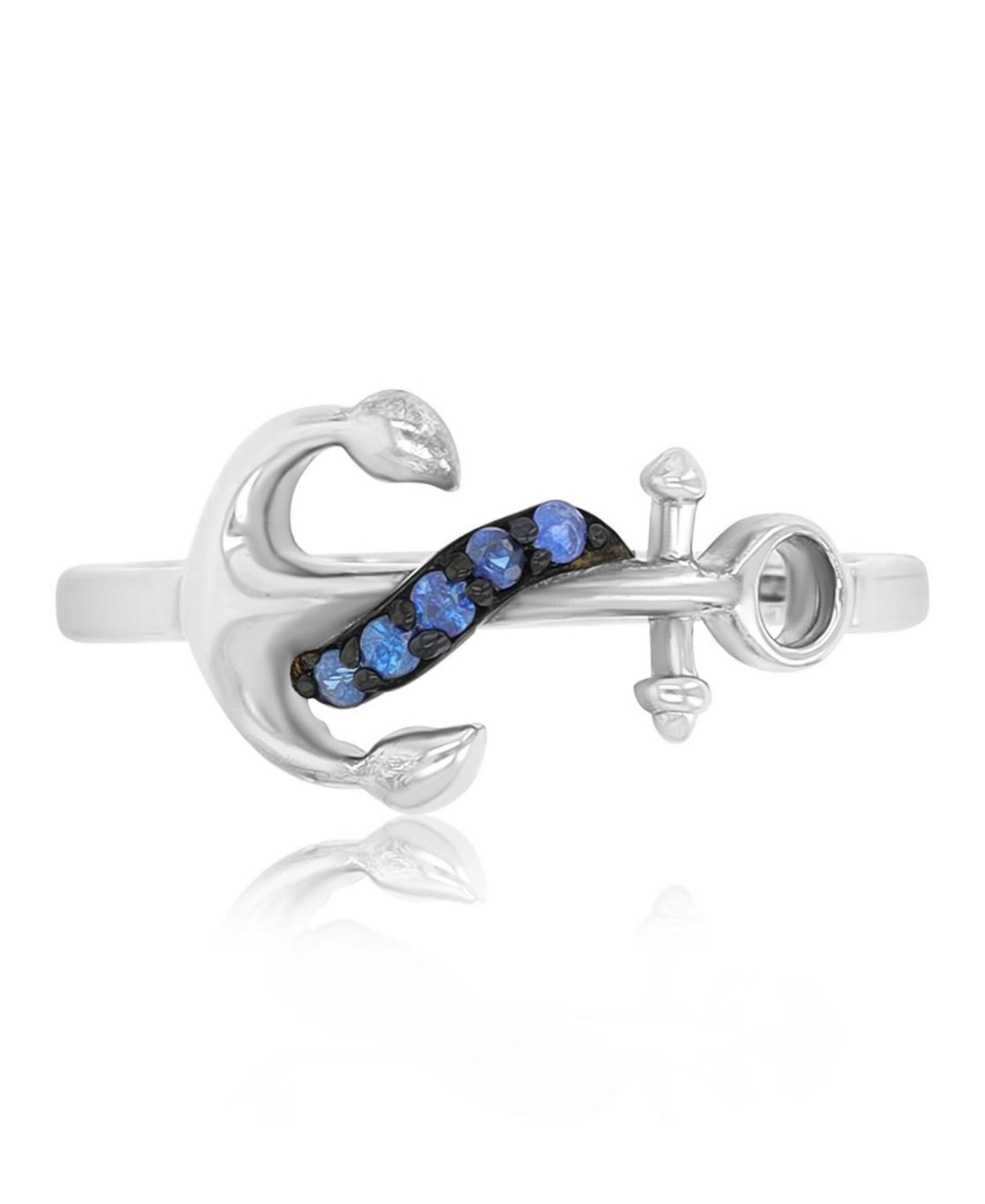 Click here for Macys Created Blue Sapphire Anchor Ring in Rhodium... prices