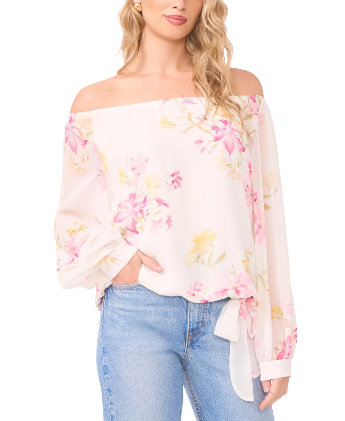 Click here for Vince Camuto Womens Long-Sleeve Blouse - Lemon Cre... prices