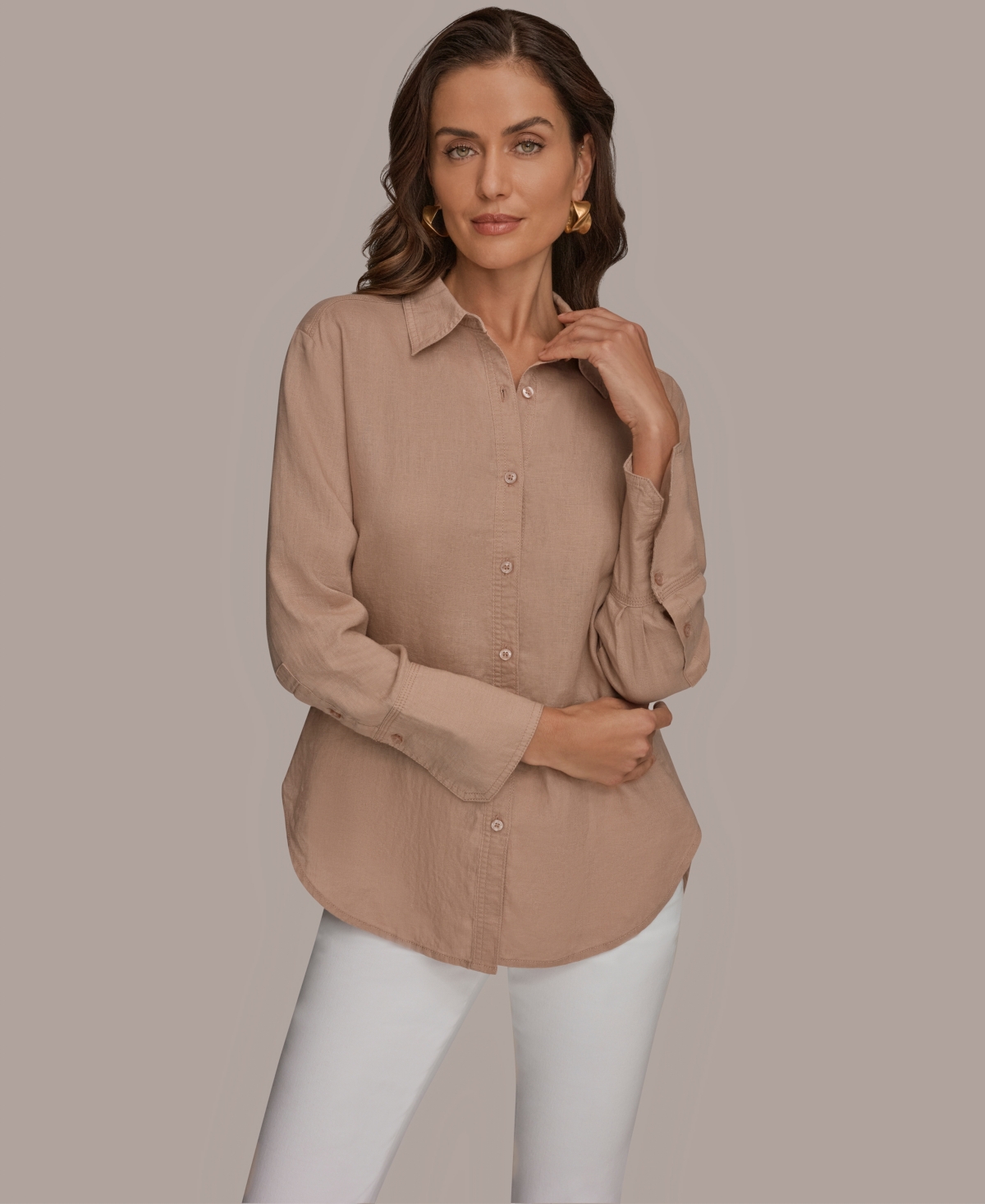 Click here for Donna Karan Weekend Womens Button-Down Linen Shirt... prices