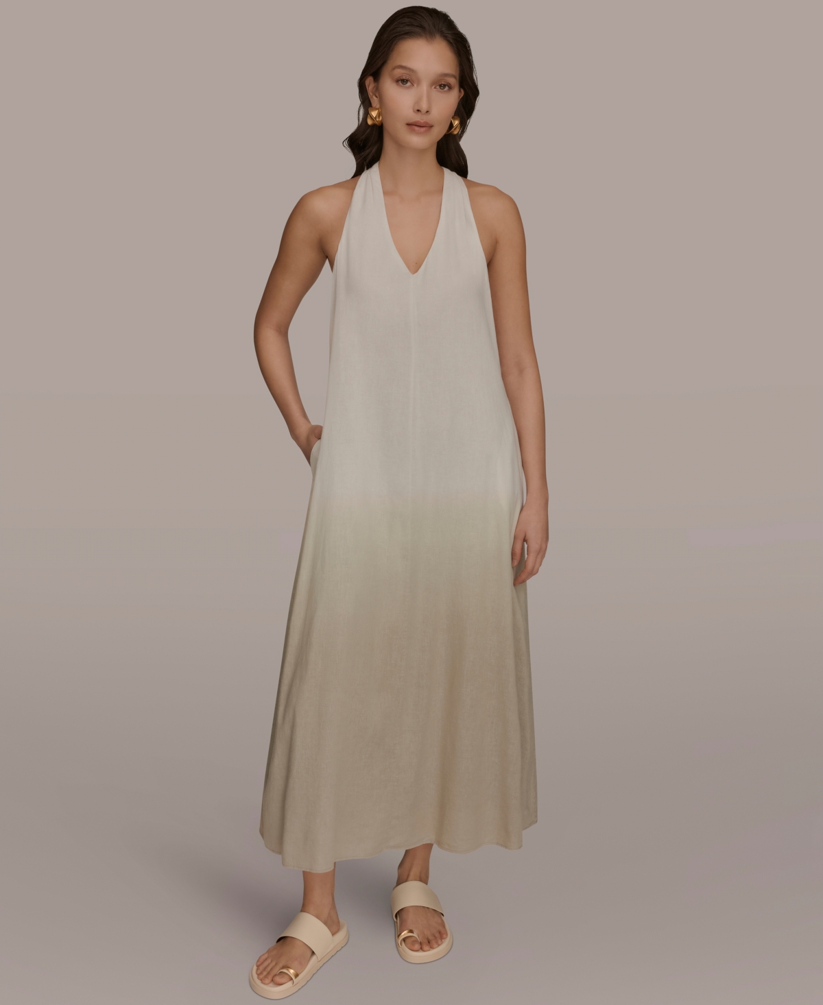 Click here for Donna Karan Weekend Womens V-Neck Midi Dress - Tus... prices